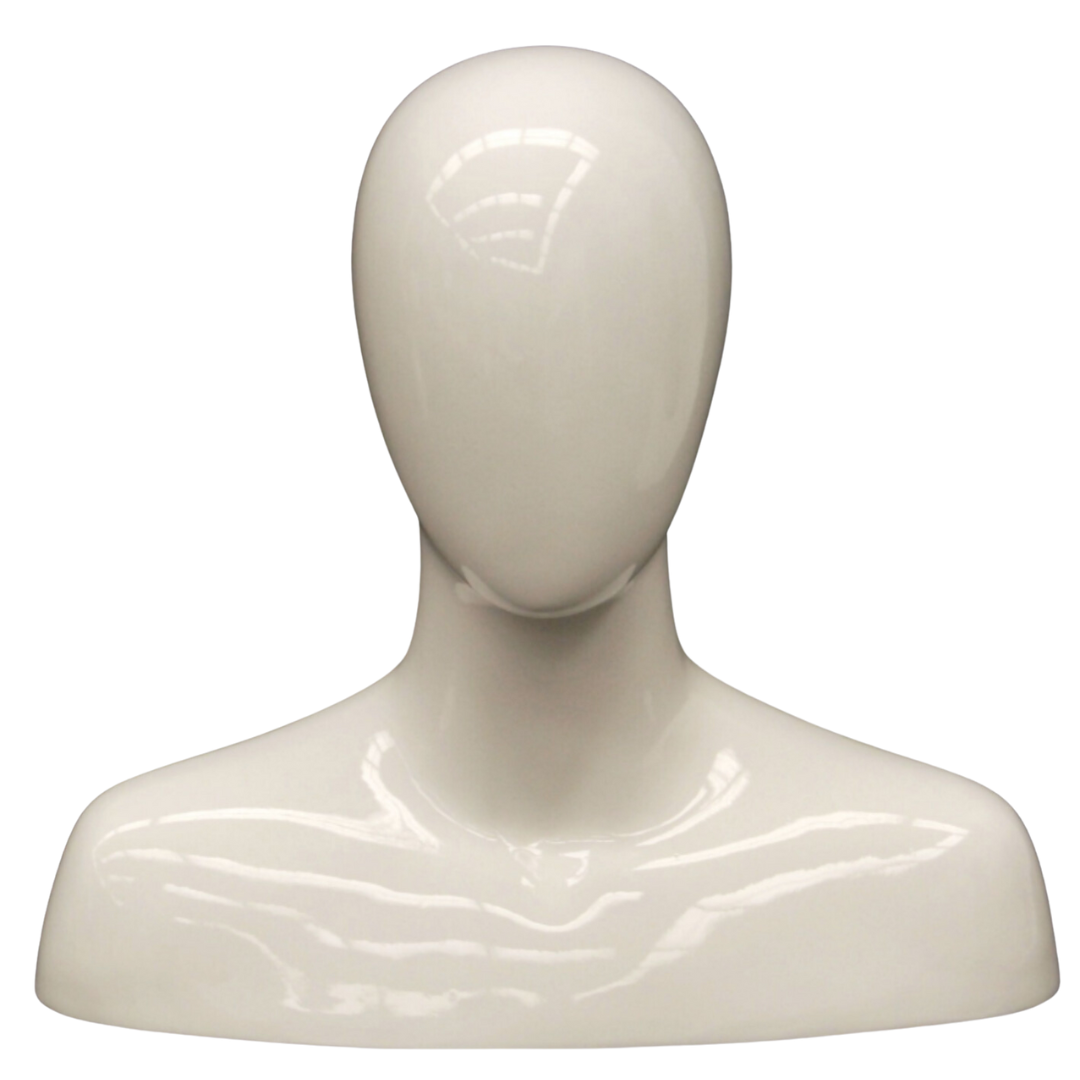 Female Egghead Mannequin Head with Shoulders - Display Group Inc