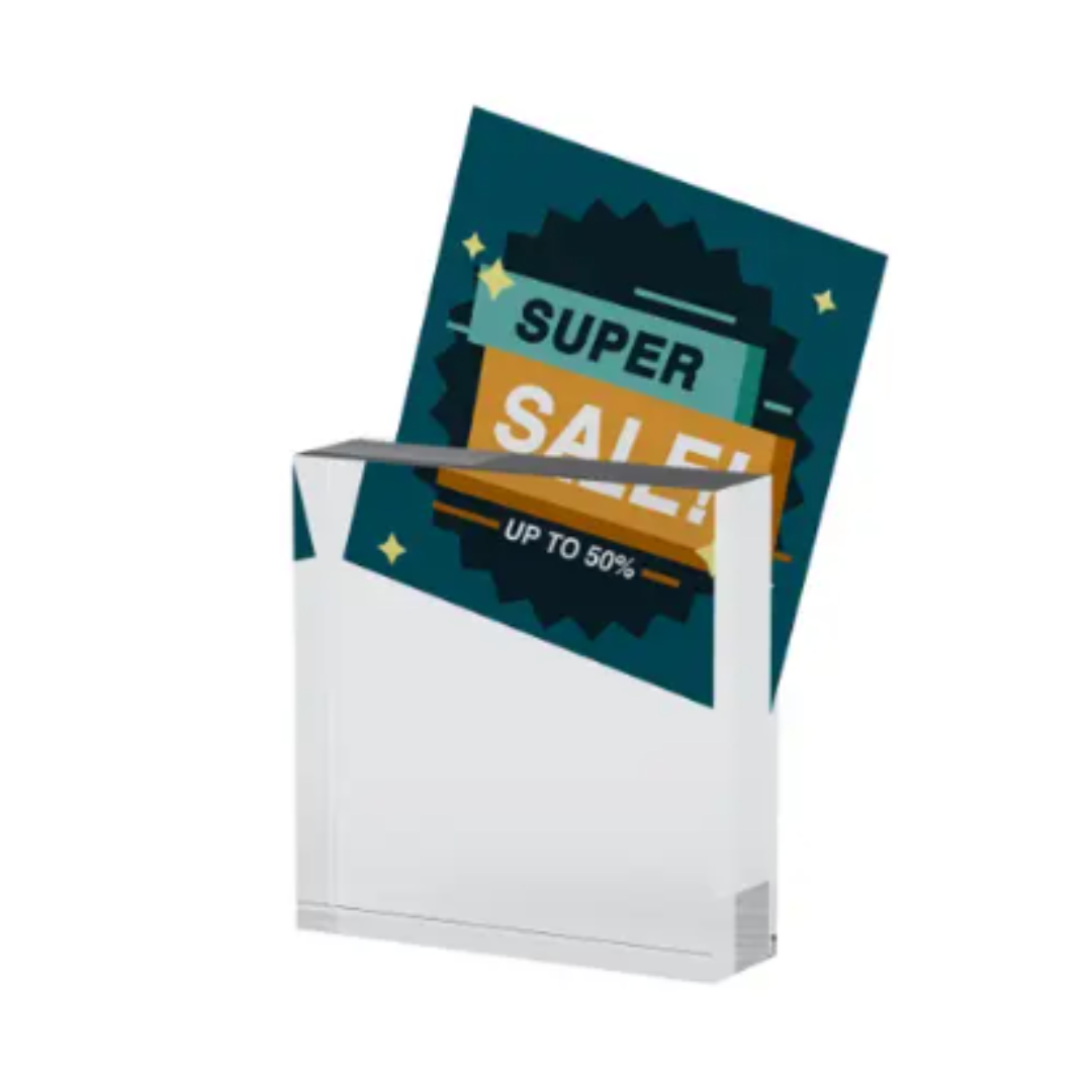 3” x 3” – Acrylic Freestanding Sign Holder - Display Group Inc