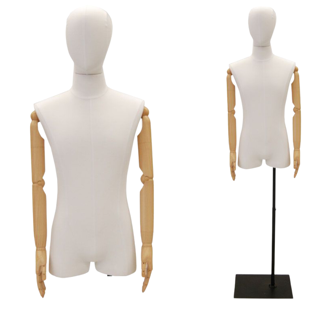 Articulated Male Body Form w/ Hips & Legs, Pure White