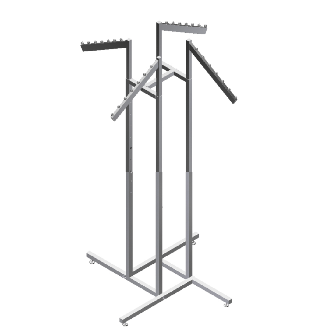 4-Way Garment Rack – 4 Slant Arms with Balls, Rectangular Tubing ...