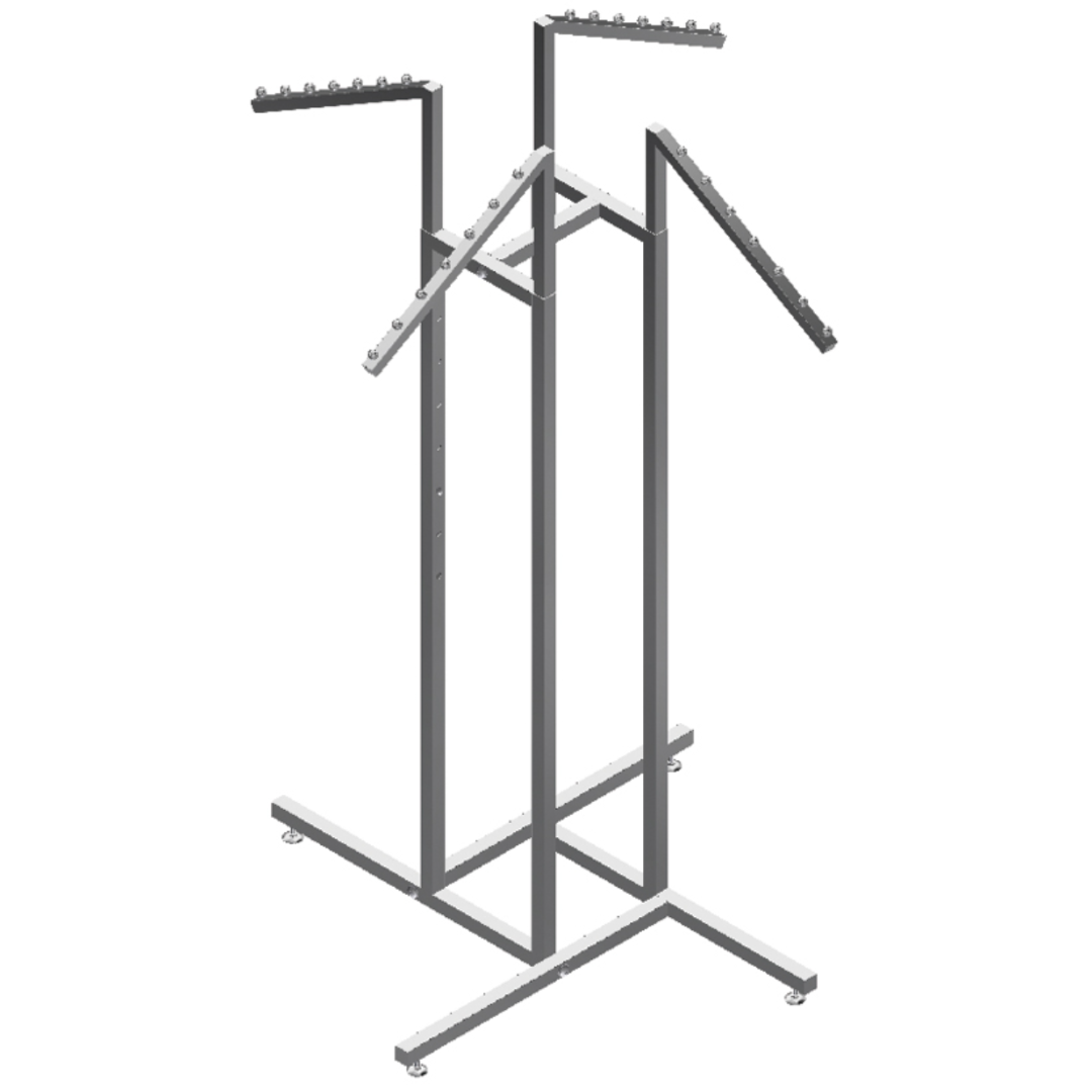 4-Way Garment Rack – 4 Slant Arms with Balls, Square Tubing - Display ...