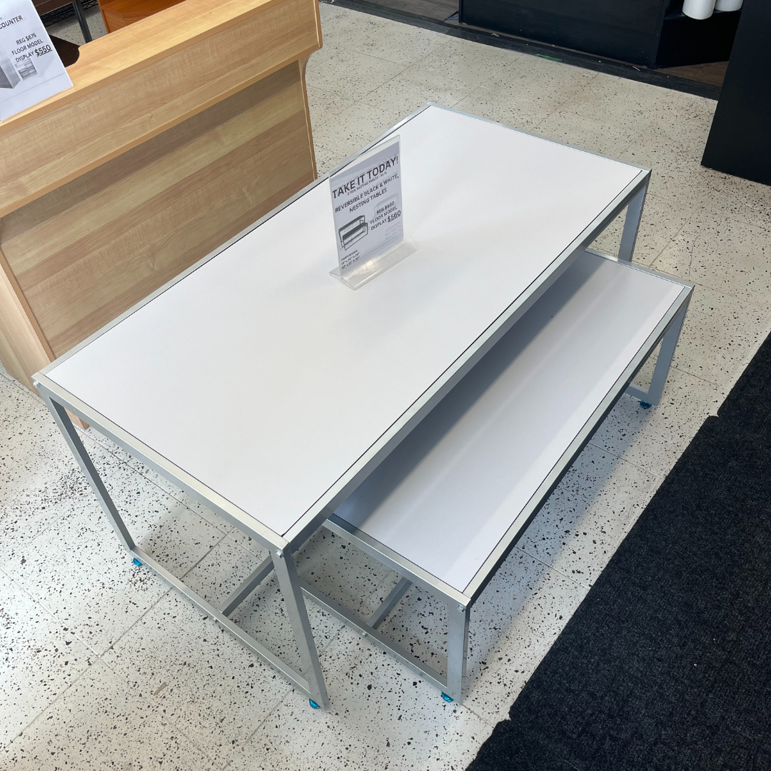 Reversible Black & White Nesting Tables - Display Group Inc