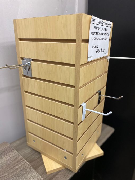 SLATWALL, TABLETOP COUNTER DISPLAY. ROATATING 4-SIDED DISPLAY MAPLE ...